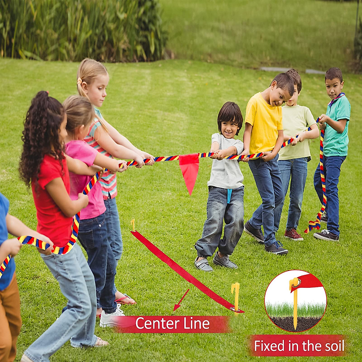 Field Day Tug of War Rope for Kids and Adults, Outdoor Lawn Yard Family Reunion Birthday Party Games, Outside Backyard Camping Picnic Games, Backyard Carnival Games Fun for Team Building Activities