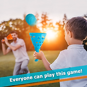 punkdog Pop and Catch Ball Game with 24 Balls and 4 Catch Launcher Baskets - Outdoor Indoor Game Activities, Easter Basket Stuffers Gifts Beach Sport Summer Beach Toys for Kids Ages 4 5 6 7 8 10 12+