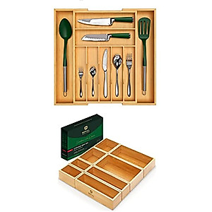 ROYAL CRAFT WOOD Luxury Bamboo Kitchen Drawer Organizer - Silverware Organizer and Storage Box Set of 8