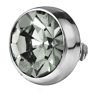 Forbidden Body Jewelry 14g Internally Threaded Ultra Thin Flat Disc 4.4 mm Smoky Black Gem Top for Dermal Piercing