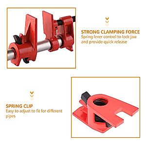 3/4" Wood Gluing Pipe Clamp, 4 Pack Quick Release Wood Working Bar Clamps Set Heavy Duty Cast Iron Workbench Pipe Clamp for Woodworking