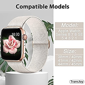 TransJoy 6 Pack Nylon Stretchy Compatible for Apple Watch Band 38mm 40mm 41mm 42mm 44mm 45mm Women Men, Cloth Elastic Wristbands Solo Loop Band for iWatch Series 8 SE 7 6 3 4 5(Black,41MM)