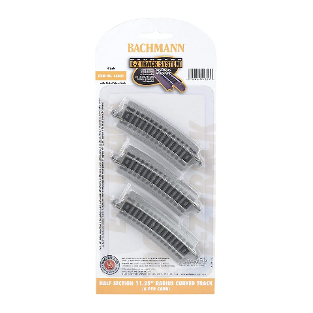 Bachmann E-Z Track Half Section 11.25" Radius Curved Track (6/Card) N Scale