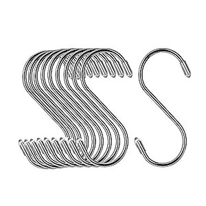 S Hooks Heavy Duty, S Hooks for Hanging Clothes Kitchen, Work Shop, Bathroom, Garden, Hanging Pot, Pan, Cups, Plants, Bags, Jeans, Towels