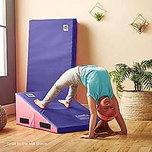 We Sell Mats Gymnastics Incline Mat, Folding and Non-Folding Cheese Wedge Skill Shape, Tumbling Mat for Gymnastics Training, Cheerleading and Obstacle Courses, Purple / Pink, 60" x 30" x 15" - Medium