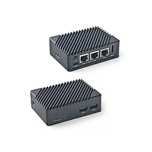 FriendlyElec Nanopi R5S Mini Router OpenWRT with Three Gbps Ethernet Ports LPDDR4X 4GB RAM Based in RK3568 Soc for IOT NAS Smart Home Gateway Support Linux Ubuntu (with CNC Metal Case)