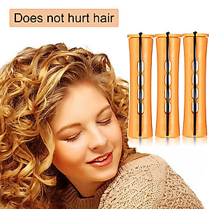 CLIONE 60pcs Perm Rods Set for Natural Hair Plastic Cold Wave Rod Non-Slip Hair Rollers 0.87 Inch Orange Perm Rods for Long Short Hair Curling Rods Hair Perms for Women Hair Curlers DIY Tools