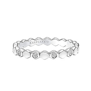 Stackable Ring for Women with Diamond Accent Hexagon Wedding Band in 925 Sterling Silver 1/10ct (I-J Color, I3 Clarity), Size 6, by Keepsake