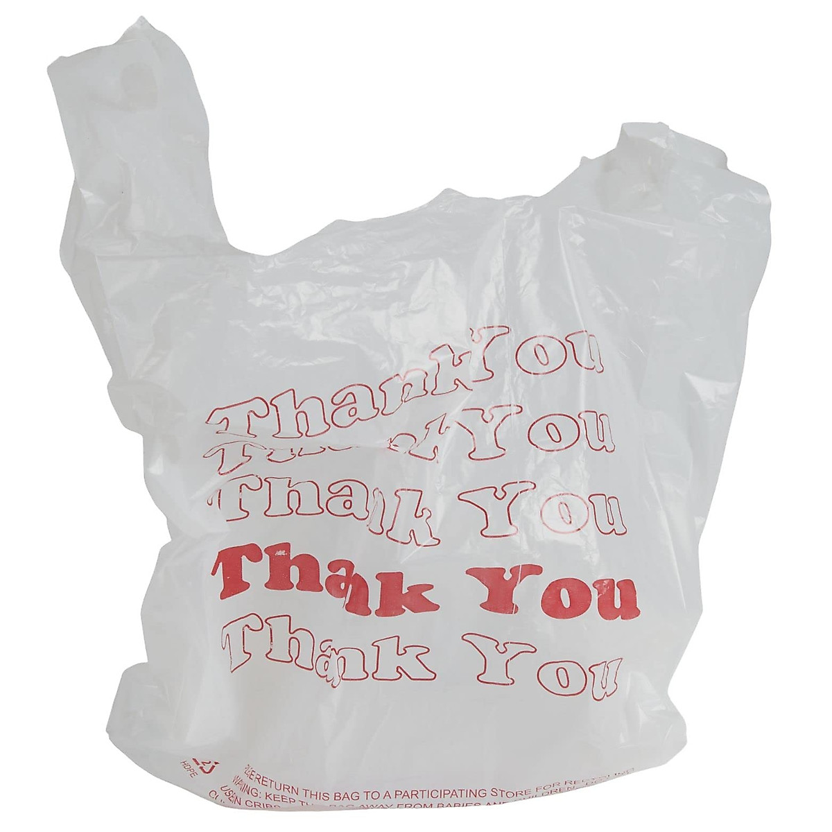 SSWBasics White Thank You Bags Case of 500-11 ½” x 6" x 21" - Thickness .48mil HDPE- Standard Supermarket Size, Perfect for Grocery, Retail, Convenience Stores, Take-Out and Home Use