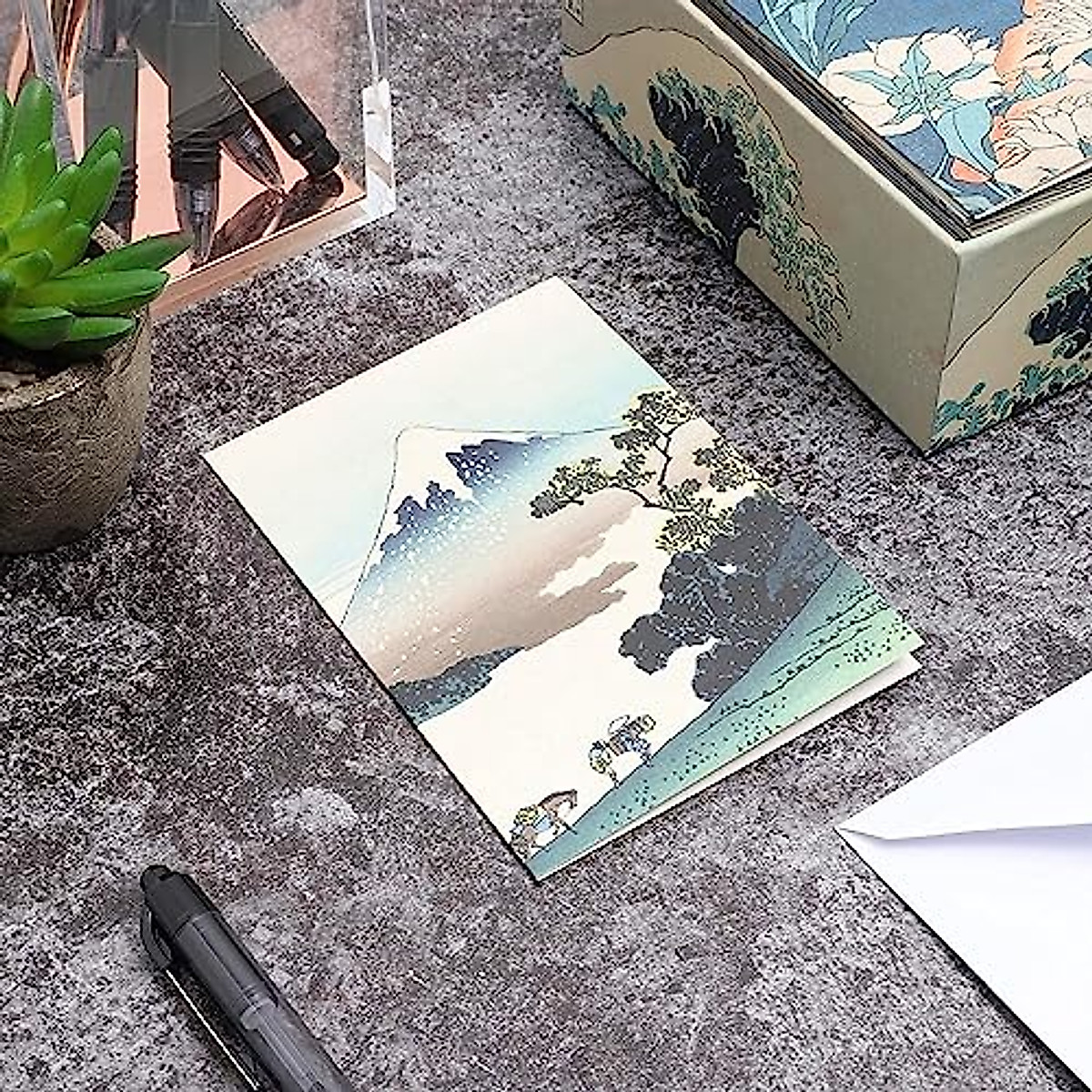The Gifted Stationery 36-Count Assorted Box All Occasion Greeting Cards with Envelopes, Notecards, Artistic Design Inspired by Japanese Hokusai Painting, 5 x 3.5 in