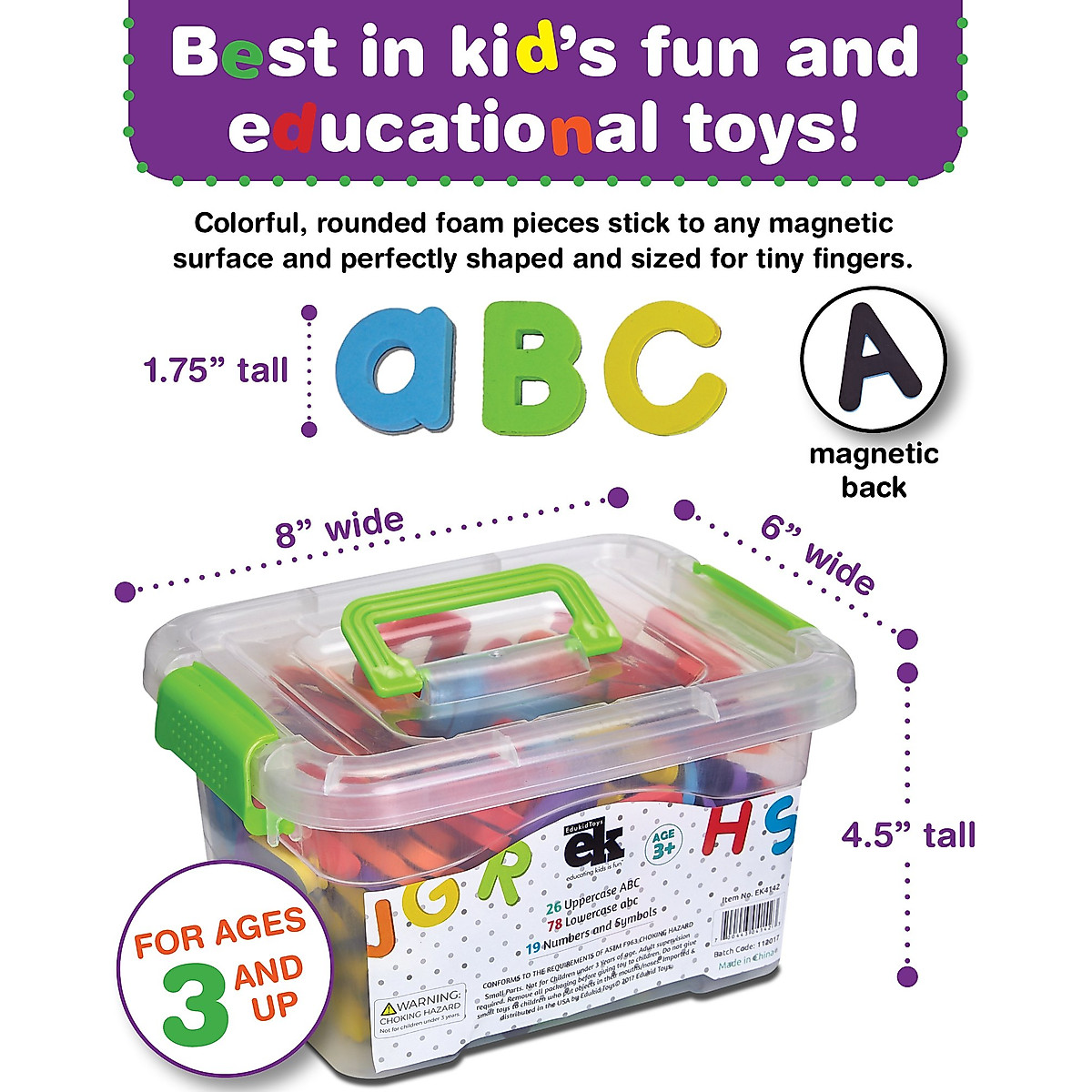 Magnetic Foam Letters and Numbers Premium Quality ABC, 123 Foam Alphabet Magnets | Educational Toy for Preschool Learning, Spelling, Counting in Canister