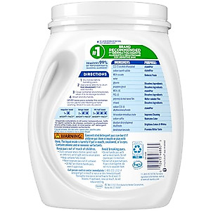 All Mighty Pacs Laundry Detergent, Free Clear for Sensitive Skin, Tub, 60 Count