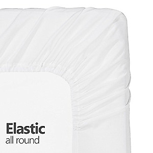 100% Cotton Knit Jersey Twin XL Fitted sheet with two free bonus pillow cases - White - Twin Extra Long, 15" Deep Pocket, 39" x 80" Great for Dorm, Hospital and Split King Beds (White, Twin XL)