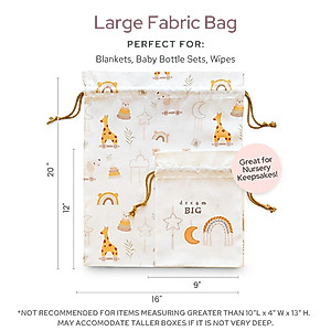 Gather & Knot Drawstring Gift Bags | 20" Large 12" Small | Premium Canvas | Reusable Fabric Wrap for Baby Shower, Neutral Gender Reveal, Kid Birthday | Boho Toy