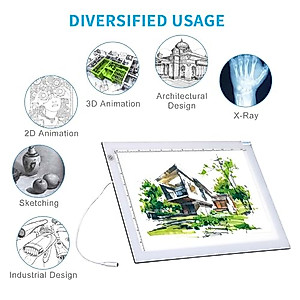 VKTEKLAB A3 LED Light Pad with Built-in Cord, 16.6 * 12.6 in, Tracing Light Box, 3-Levels Brightness Up to 8000LUX, Super Slim and Lightweight Light Board for Diamond Painting