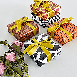 BEISHIDA 6 Styles Wrapping Paper Set-Straw ropes&Stickers&Double-Sided Tape& Bow-Gift Wrap Paper for Christmas, Birthdays, Party, DIY Decorations 6 Sheets Folded 20x28 Inches