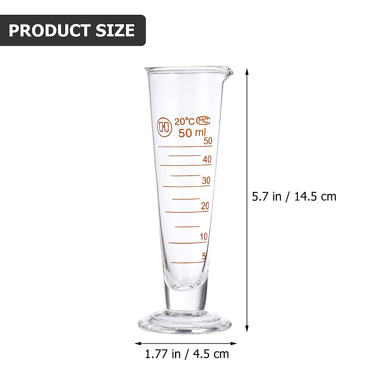 Lab Graduated Measuring Cup, Cup With Spout Wide Mouth Glass Beaker Liquid Dispenser Measuring Cylinder Experiment Tool for Science