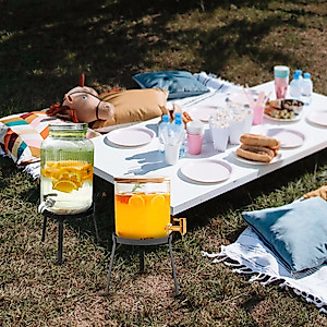 Water Dispenser Stand For Countertop - Metal Drink Dispenser Stand Compatible with Round Water Glass, Easily fold up/carry and storage (Drink Dispenser Stand Only) (Set of 2)