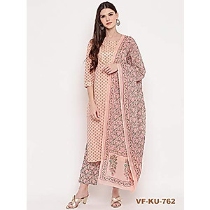 Ziya women's 100% cotton indian pakistani kurti palazzo pant set 700 (Orange 762, 3XL-46)