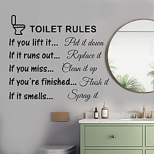 NC Home Stickers Toilet Rules Bathroom Decals Wall Quotes Vinyl Stickers Wall Art Decor for Bathroom Large Wall Sticker Home Decorations.