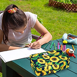 YOUSHARES 300 Slots Color Pencil Case - Pencil Holder with Handy Wrap & Zipper, Multilayer Holder for Prismacolor Colored Pencils & Gel Pen (Sunflower)