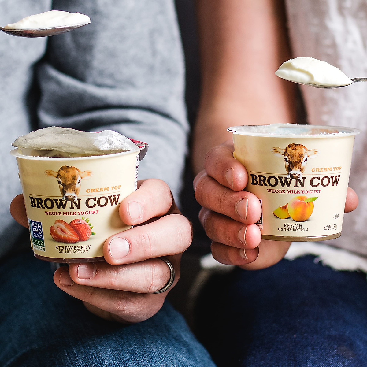 Brown Cow Cream Top Cherry Vanilla on the Bottom Whole Milk Yogurt, 5.3 oz. Cup - Creamy, Delicious Yogurt