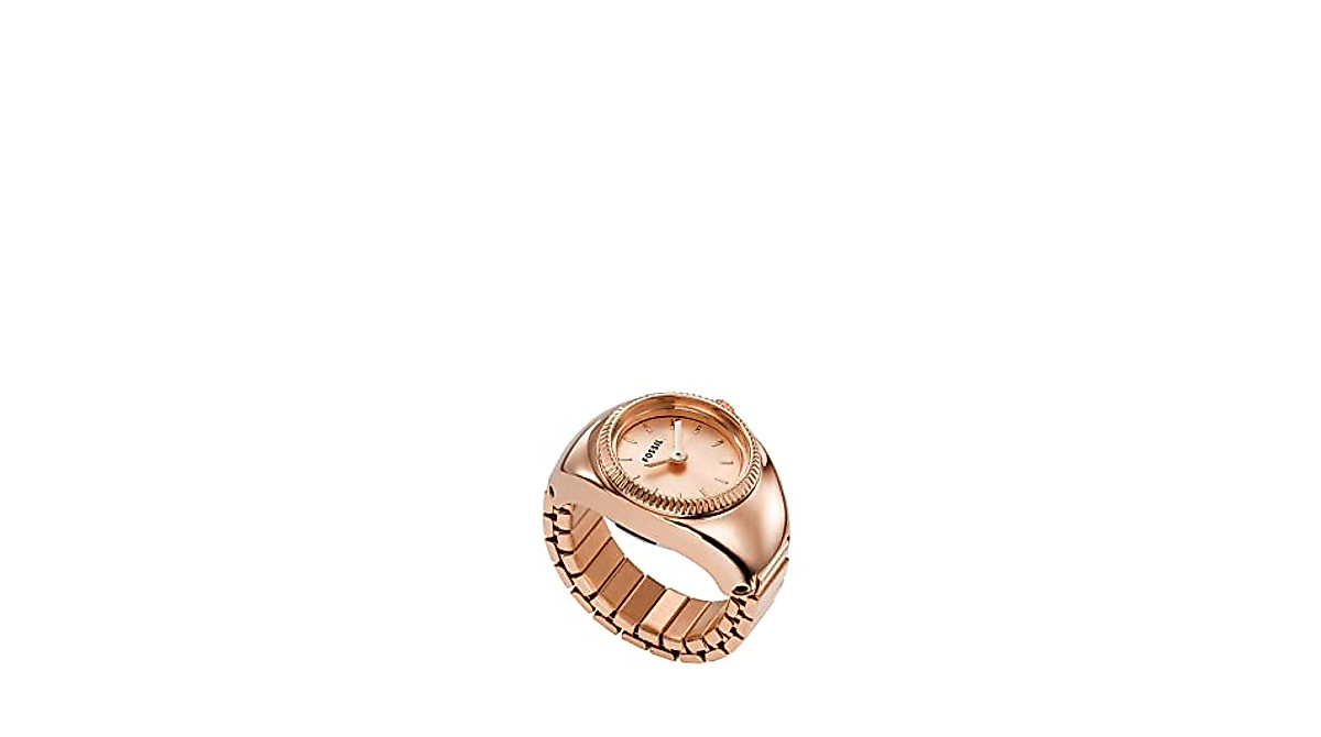 Fossil Women's Quartz Stainless Steel Two-Hand Watch Ring, Color: Rose ...