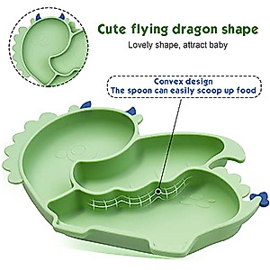 Qshare Toddler Plate, Portable Baby Plates for Toddlers and Kids, BPA-Free Strong Suction Plates for Toddlers, Dishwasher & Microwave Safe Silicone Placemat 9x6x1.5 inch