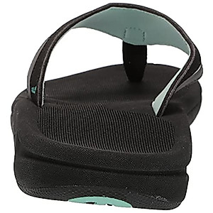 Reef Women's Sandals, Girls Slap 3, Black/Black/Aqua, 5