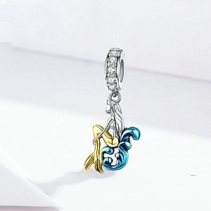 Eternalll Jewellery Original 925 Sterling Silver Charms Love Animal Charms for Braceletsfor Women Family Friend Birthday Christmas Charm (Mermaid Charm)