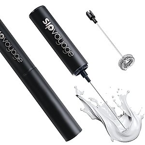 Rechargeable Milk Frother Handheld - 2 Whisks/2 Speed Coffee Frother Rechargeable - One Touch Drink Mixer, Hand Held Frother Wand, Electric Frother Handheld for Lattes & Matcha Coffee Stirrers (White)