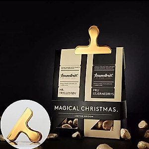 8 Pack Gold Bag Clips, Stainless Steel Chip Clips 3 Inches Heavy Duty Cute Metal Clips for Kitchen Food Snack Bags Air Tight(Gold)