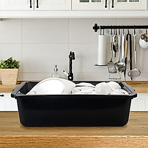 Vababa 4-Pack 32 L Plastic Commercial Bus Tubs, Utility Bus Box, Black