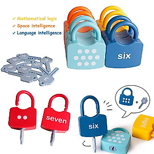 Kids Learning Locks with Keys, 123 Dots Numbers Matching and Counting Toys, Montessori Educational Toys for Toddlers Boys Girls