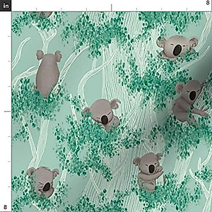 Spoonflower Fabric - Koala Bears Eucalyptus Trees Mint Bear Animal Printed on Petal Signature Cotton Fabric Fat Quarter - Sewing Quilting Apparel Crafts Decor