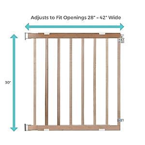 Toddleroo by North States Stairway Swing Wooden Gate, Baby Gate for Stairs. Fits 28"- 42" Wide. Hardware Mount. Child Gates for Doorways. Made in USA (30" Tall, Sustainable Hardwood)
