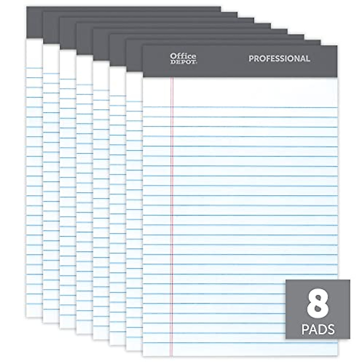 Office Depot® Brand Professional Perforated Pads, 5" x 8", Narrow Ruled, 50 Sheets Per Pad, White, Pack Of 8 Pads