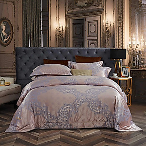 Dolce Mela Queen - 6 Piece Bedding Duvet Cover Set, Luxury Jacquard Top, 100% Soft Combed Cotton Inside, Superior Comfort, Breathable, All-Season, Machine Washable, DM805Q, Multi-Color