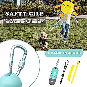 YUCHIYA Dog Poop Bag Dispenser with Flashlight|Dog Poop Bag Holder with Leash Clip|Hands-Free Leash Poop Bag Holder with Straps and 1 Roll Dog Waste Bags (Crystal Blue)