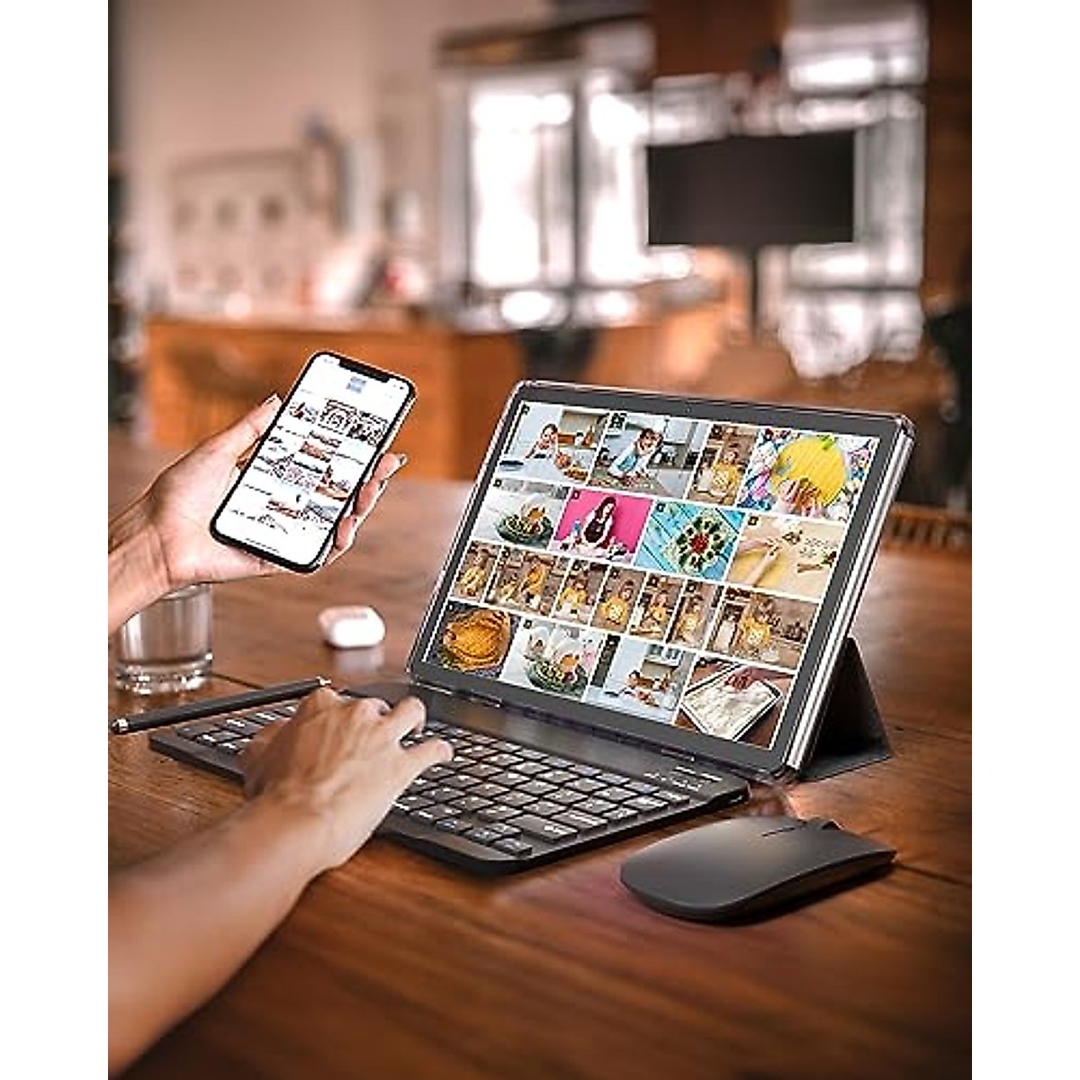 BYANDBY Android 13 Tablet 10 Inch，2 in 1 Tablet with Keyboard 12GB+128GB+512GB Expandable 5G WiFi 6,IPS Touch, Dual Camera Computer Tablets with Case (Black)