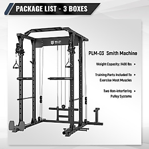 MAJOR LUTIE Fitness Power Cage, PLM03 All-In-One 1400 lbs Multi-Function Power Rack with Adjustable Cable Crossover System and More Exercise Machine Attachments(Black)