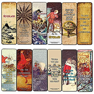 Creanoso Peter Pan Quotes Bookmarks (60-Pack) – Inspirational Premium Gift Bookmarker Card Collection for Bookworms, Bibliophiles, Men & Women, Adults – Cool Art Impressions Page Clipper