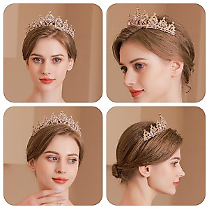 Kamirola -Pink Wedding Crystal Tiaras and Crowns for Women, Royal Queen Headband Princess Quinceanera headbands for women Prom Valentine's Day,Birthday Pageant Party（01）