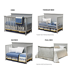 Sorelle Furniture Berkley Elite 3-Piece Nursery Set with 4-in-1 Convertible Crib, 6-Drawer Dresser, and Baby Hamper, Baby Furniture Made of Wood, Non-Toxic Finish, Nursery Furniture Set-Gray