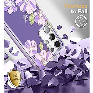 SURITCH for Samsung Galaxy S23 Ultra Case, [Built-in Screen Protector] [Dual-Layer Protection ] Full Protection Shockproof Rugged Bumper Phone Cover for Samsung S23 Ultra 6.8 Inch - Purple Cosmos