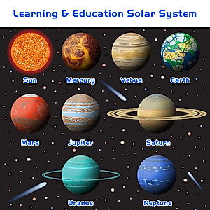 GPTOYS 3 in 1 Build and Paint Solar System for Kids, Arts and Crafts Science Kits for Kids Age 4-6-8-12, Glow in The Dark Movable 3D Planets in Orbits, Cool 12" STEM Toys with Galaxy Star Stickers