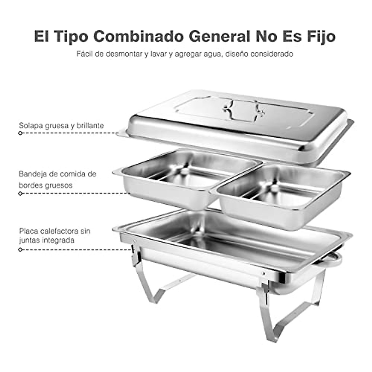 Buffet Warmer Server 2 Tray Chafing Dish Buffet Set Stainless Steel Food Warmer for Hotel Restaurant Parties Wedding Banquet Events