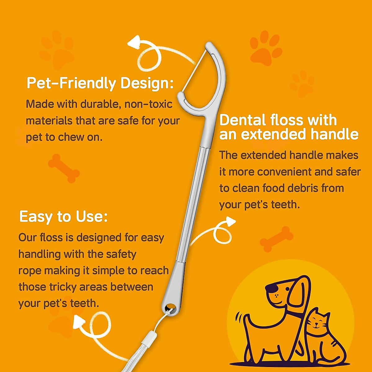 Dr. Emma Dog Tooth Brush Picks Pet Dental Floss for Teeth Cleaning Plaque Remover for Teeth Dental Care for Small to Large Dogs, Cats