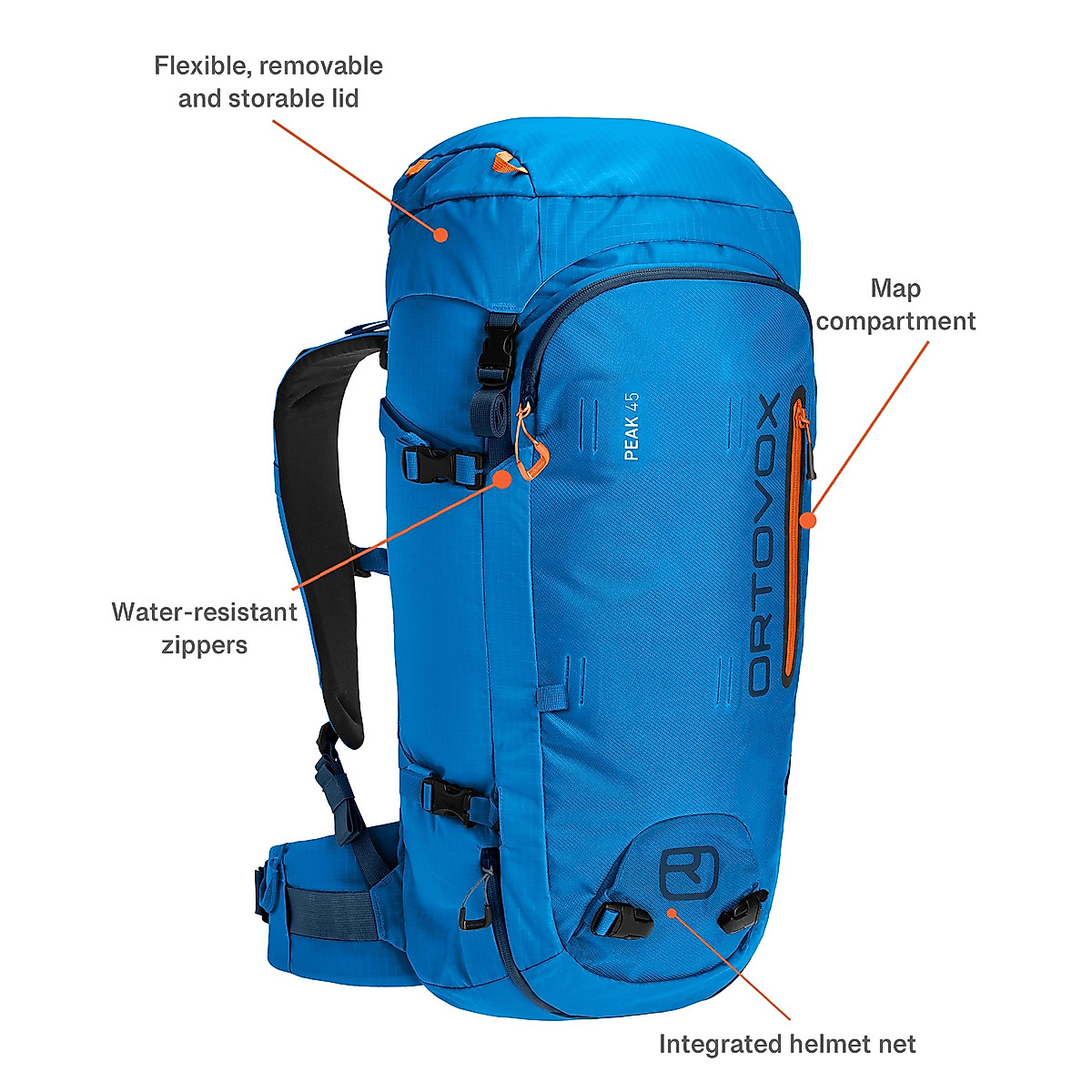 Ortovox Peak 45 Backpack, Unisex Adult, Safety Blue, 45 liters
