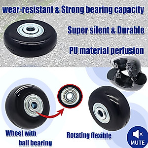 45mm Set of 4 Luggage Suitcase Replacement Wheels for Trolley Case Wheels Travel Bags Caster Inline Roller Skating Roller Swivel Rubber Wheels Bearings Repair Kits with Axles 30mm&35mm&60mm